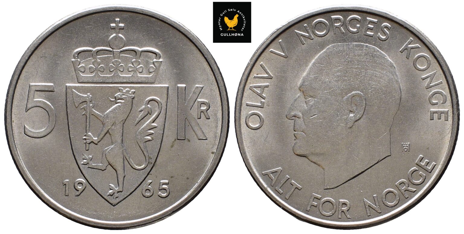 1965 Norge 5 kroner - Gullhona.no