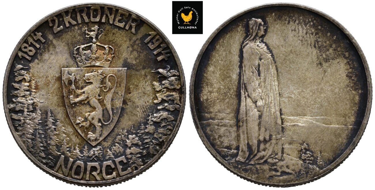 1914 Norge 2 Kroner ''Mor Norge'' - Gullhona.no