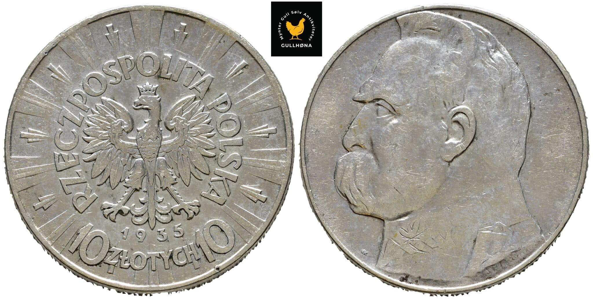1935 Polen 10 Zlotych ''Josef Pilsudski'' - Gullhona.no