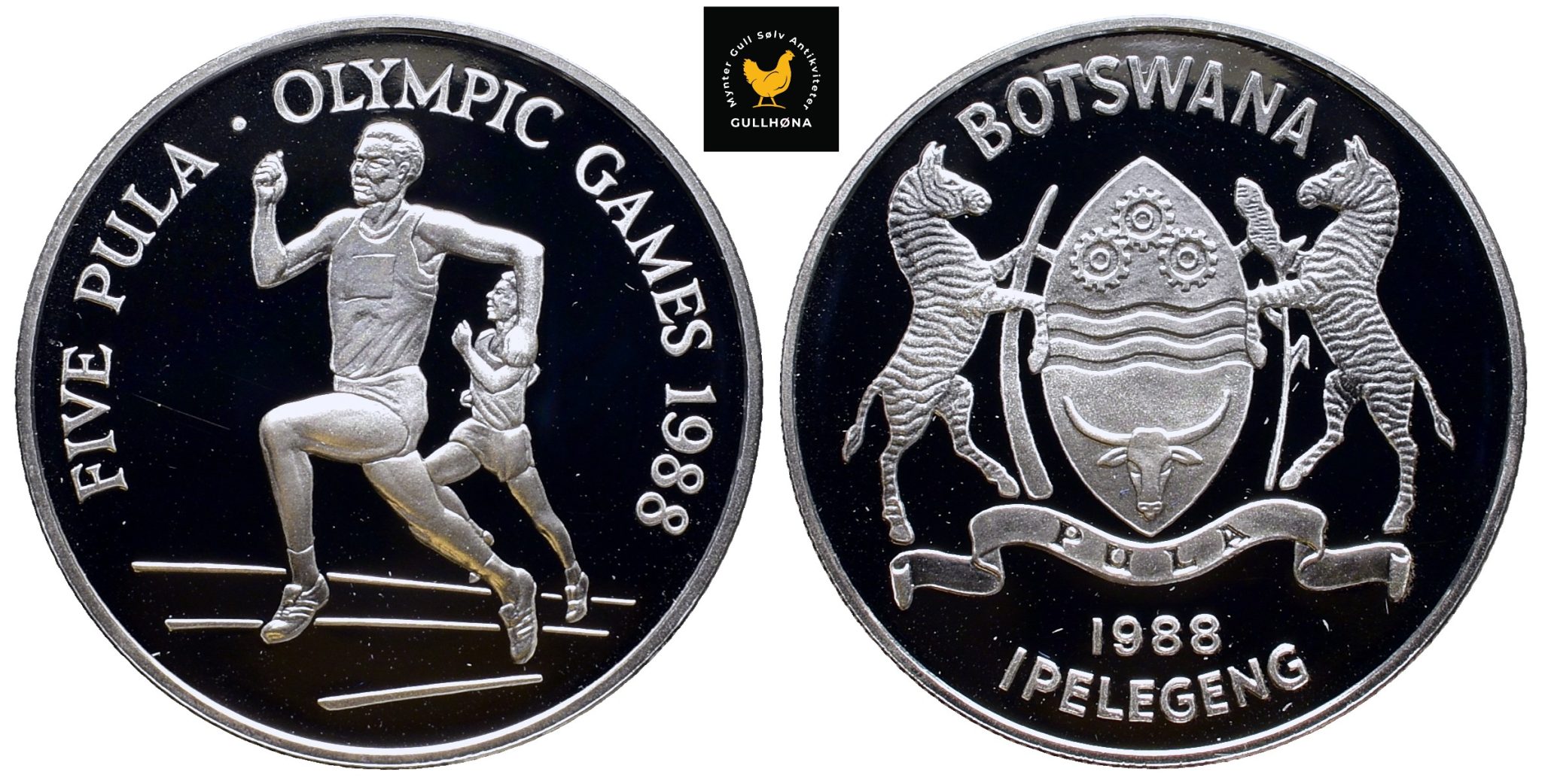 1988 Botswana 5 Pula - 1988 Summer Olympics - Gullhona.no