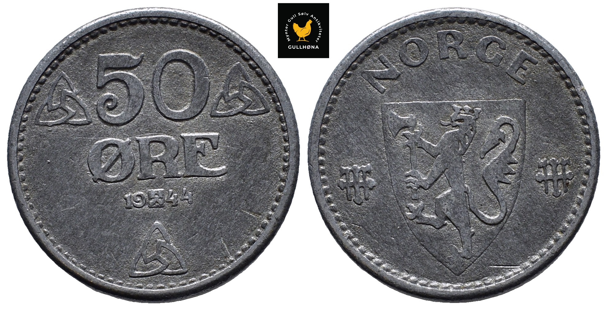 1944 Norge 50 Øre Zink - Gullhona.no