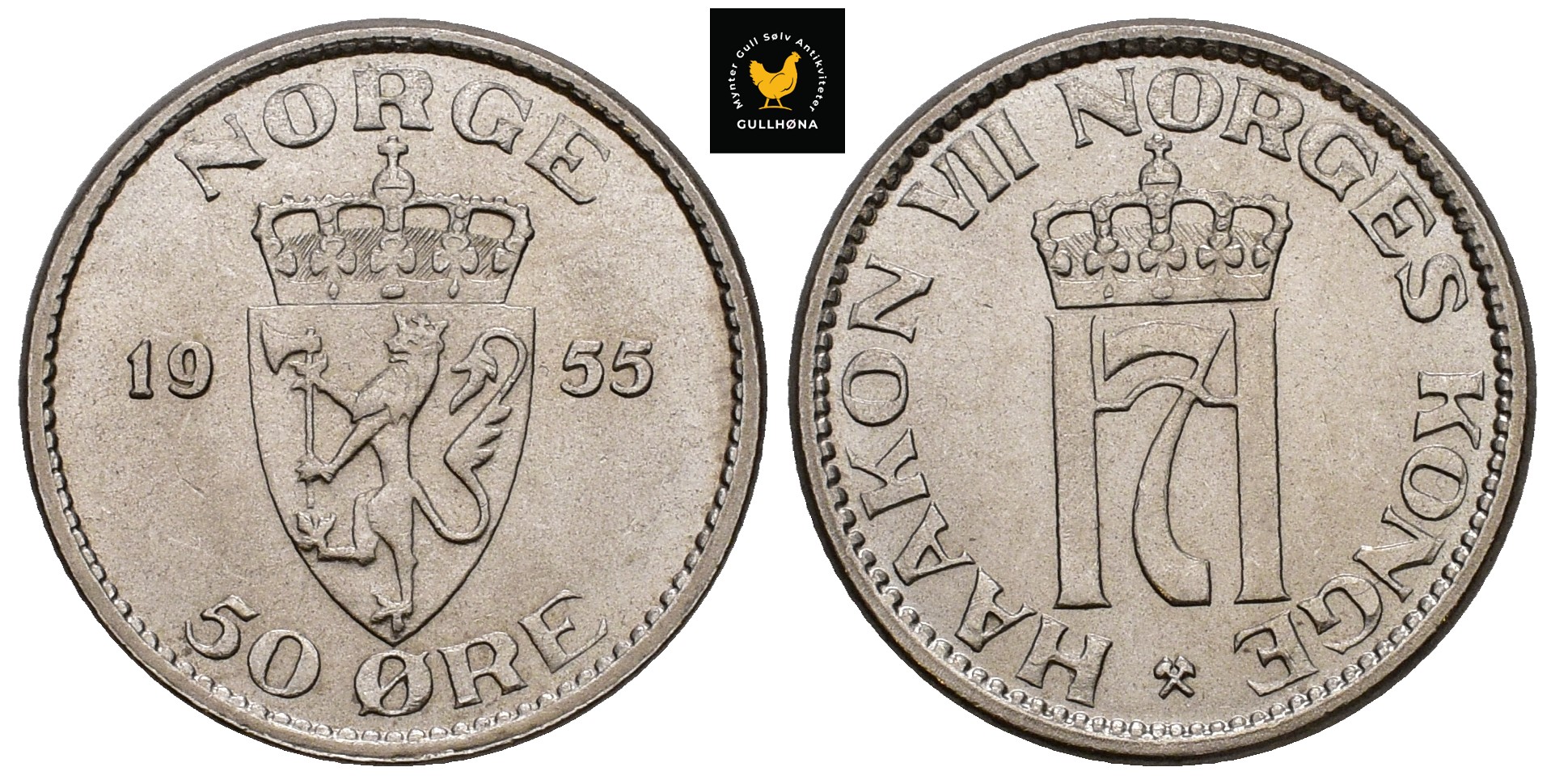 1955 Norge 50 Øre - Gullhona.no