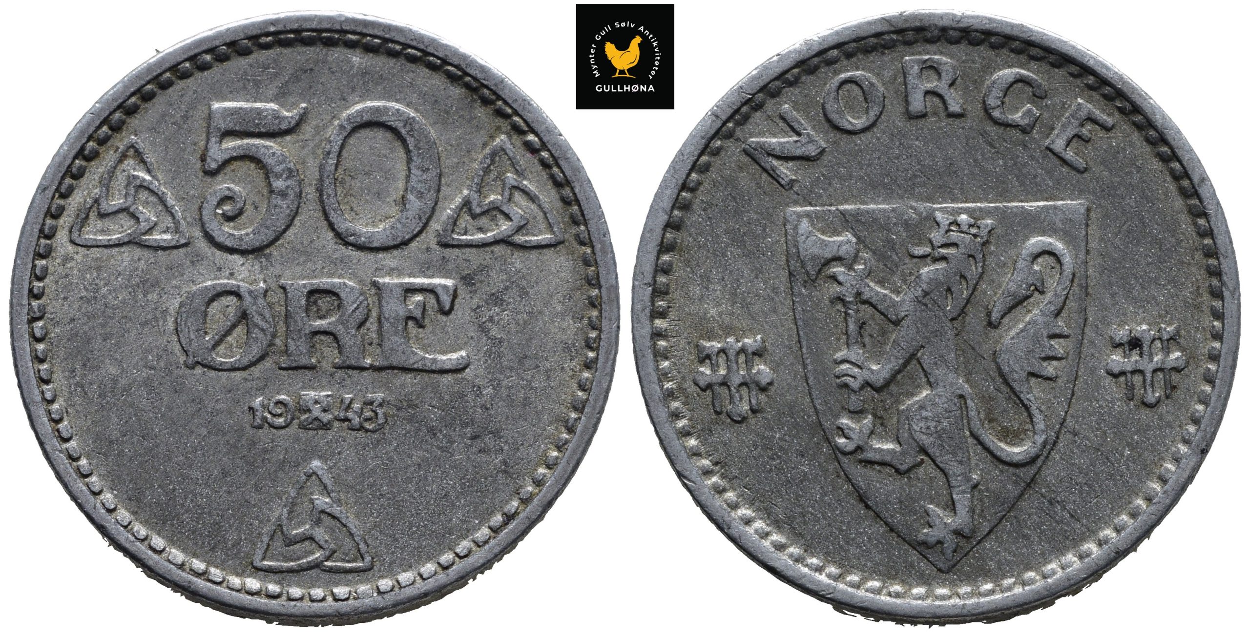 1943 Norge 50 Øre, 01 - Gullhona.no