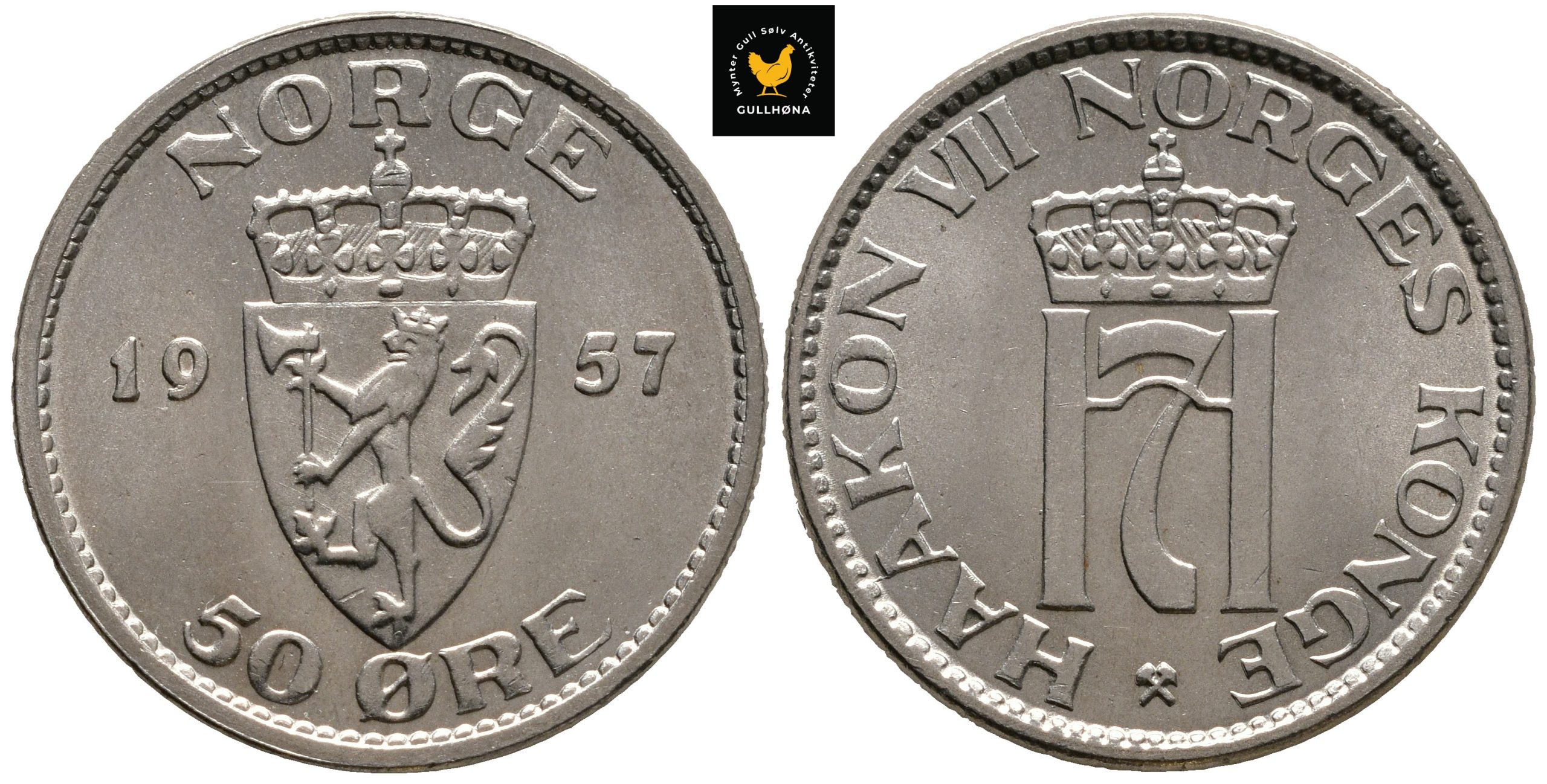 1957 Norge 50 Øre, 0 - Gullhona.no